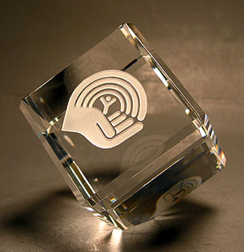 Crystal Awards | Optic Crystal Standing Cube (Pacific Etched Glass ...
